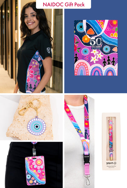 Thriving Together NAIDOC 2025 Large Black Bamboo (Simpson) Polo Gift P