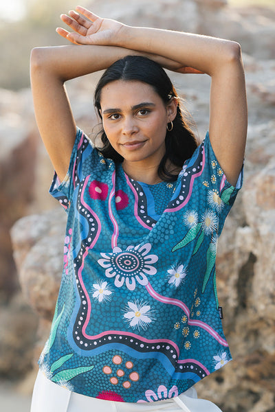 Aboriginal Art Cute Evening Tops Womens Clothes | Yarn Marketplace