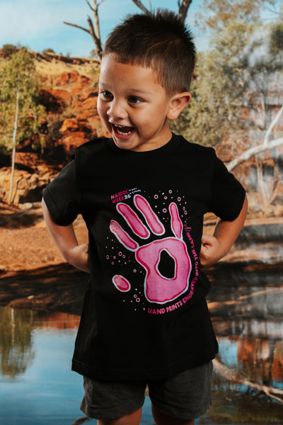 Handprints Engraved NAIDOC Week 2026 Black Cotton Premium Kids T-Shirt