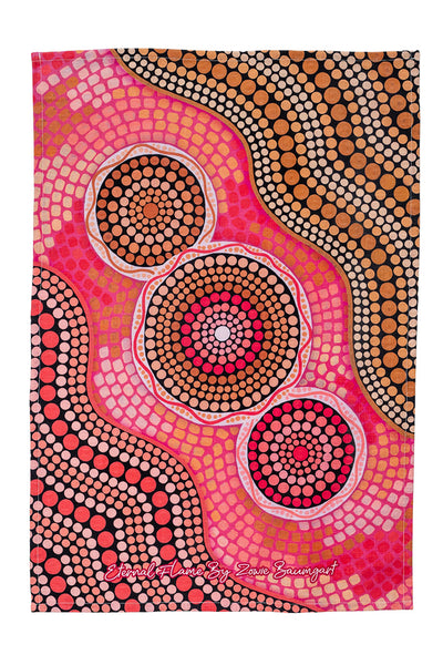 Aboriginal Art NAIDOC 2024 Linen Blend Tea Towel - E.F | Yarn Marketplace