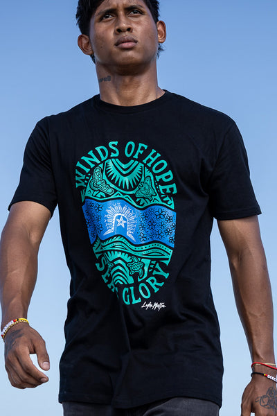Winds of Hope, Sea of Glory Black Cotton Premium Unisex T-Shirt