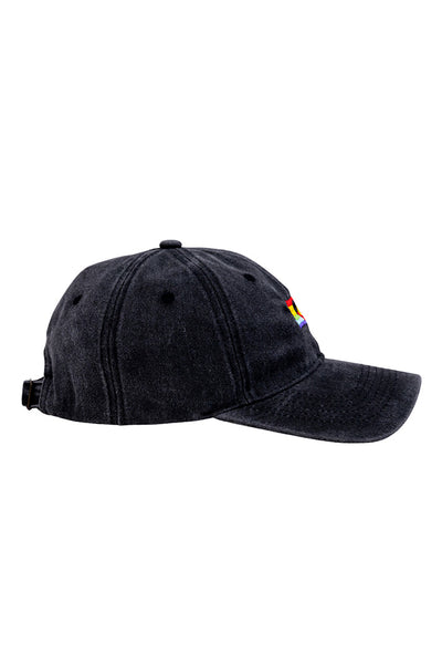 Pride Flag Black Vintage Washed Cap - Pride Worn Proudly