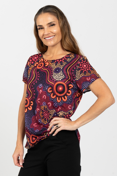 Aboriginal Art Cute Evening Tops Womens Clothes | Yarn Marketplace
