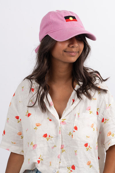 "Raise The Flag" Aboriginal Flag Pink Vintage Washed Cap