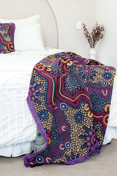 Ngabaan 100% Recycled Cotton Knitted Throw Rug (160cm x 200cm)