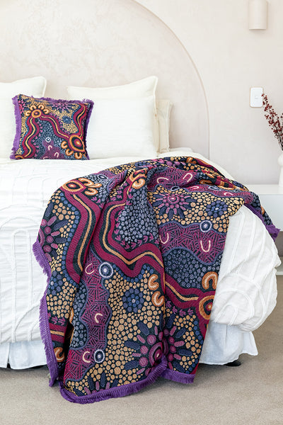 Ngabaan 100% Recycled Cotton Knitted Throw Rug (160cm x 200cm)