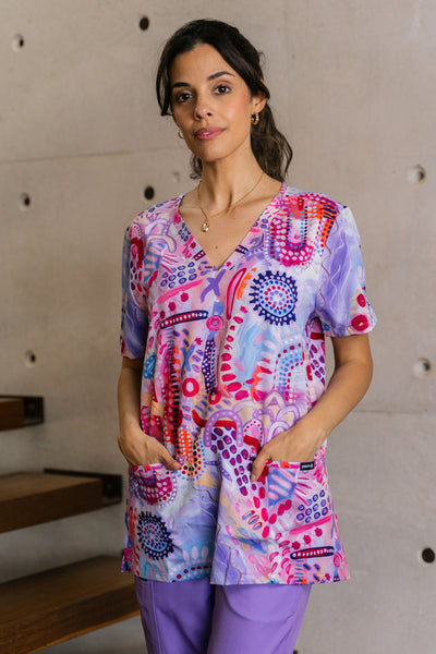 Scrub Uniform Tops - Shirt Scrubs with First Nations Artwork