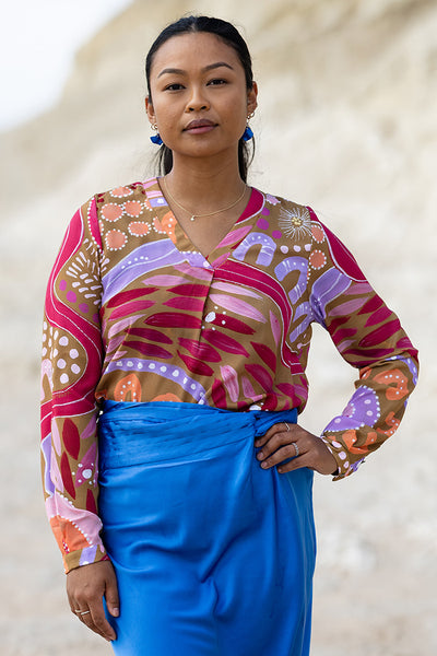 Safety V Neck Women's Long Sleeve Blouse