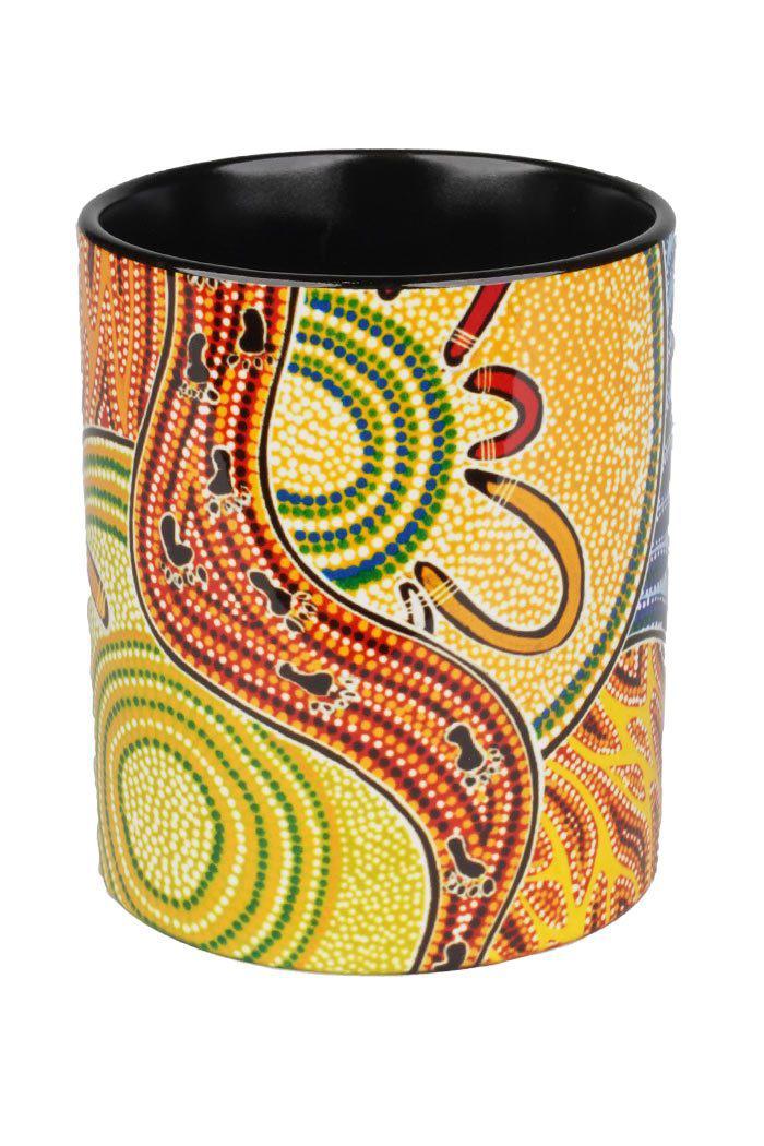 Aboriginal Art Coffee Mug Set Ceramic Kitchen - C.C | Yarn Marketplace