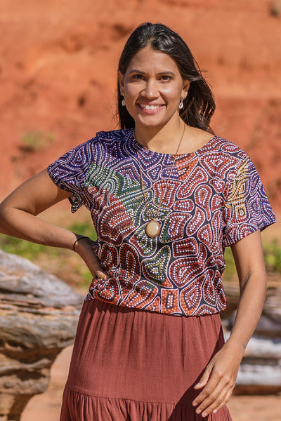 Aboriginal Art Womens Evening Tops Cute Dressy OMT | Yarn Marketplace