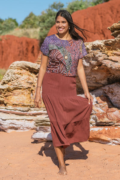 Aboriginal Art Womens Evening Tops Cute Dressy OMT | Yarn Marketplace
